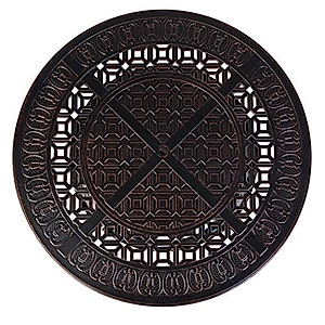 Fire Sense 62262 Dynasty Art Deco Aluminum Convertible Gas Fire Pit Table 55,000 BTU Multi-Functional Outdoor with Fire Bowl Lid, Nylon Weather Cover & Clear Fire Glass - Bronze Finish - Round - 44"