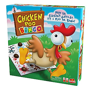 Goliath Chicken Poo Bingo Game - Wind-Up Chicken Drops Poos On Bingo Game Board - Ages 4 and Up, 2-4 Players