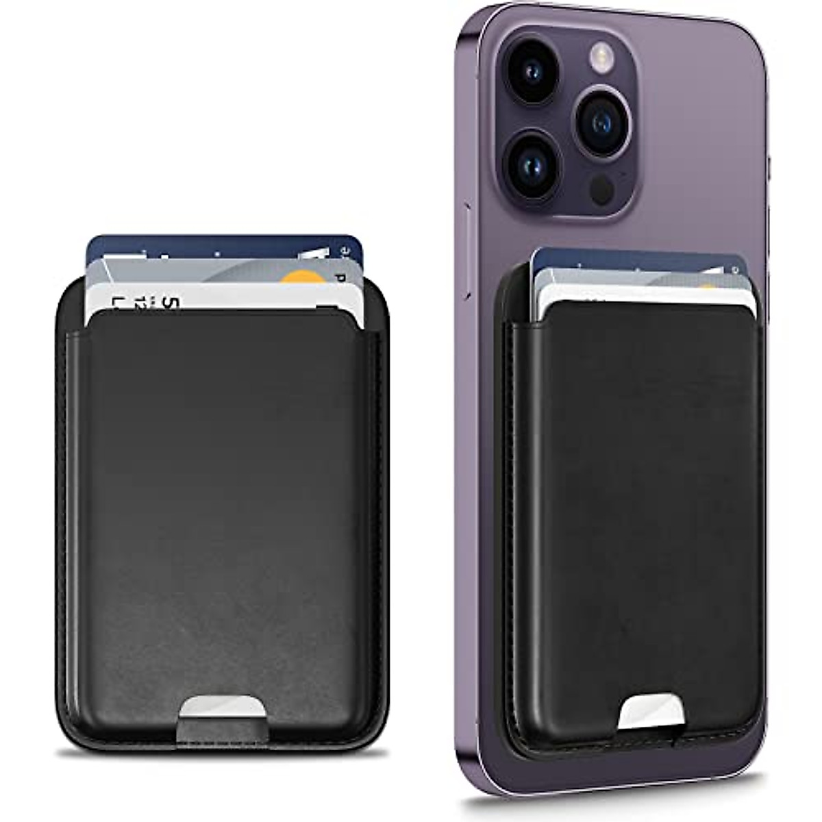 EDC Leather Wallet for Apple MagSafe, MagSafe Wallet Compatible with iPhone 14/13/12 Series and MagSafe Case, Detachable RFID Card Holder for 3 Credit Cards, Blue