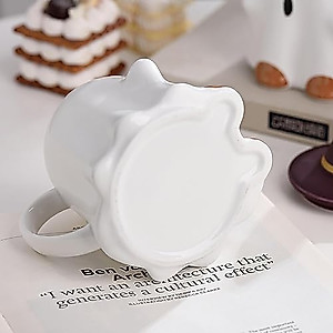 ALASSE Halloween Mug, Hat Ghost Drinking Cup, Spooky Mug, Cute Ceramic Ghost Mug with Lid, Novelty Coffee Mugs, White Coffee Mug Decor for Halloween Table Centerpieces, Mug for Child