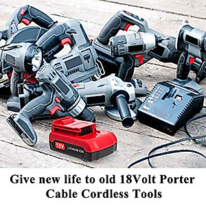 CELL9102 2Packs 18V Lithium Battery and PCXMVC Charger for Porter Cable 18V Battery, Replacement Porter Cable PC18BL PC18BLEX PC18B PC18B-2 18-Volt Cordless Tools Batteries