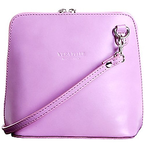 PRIMO SACCHI Ladies Italian Leather Pink Small Micro Cross Body Shoulder Bag Handbag Purse