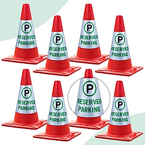 Oudain 8 Pack Reserved Parking Cone Sleeve Bright Reflective Reserved Sign 360° High Visible Message Sleeve Reserved Parking Signs for Traffic Safety Cone Driveway Road Commercial Residential Area