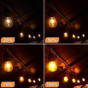 SUNTHIN 25 Pack Dimmable 1W S14 Replacement LED Bulbs, 2700K Warm White Waterproof Outdoor String Lights Vintage LED Filament Bulb, Shatterproof E26 Screw Base Edison LED Light Bulbs