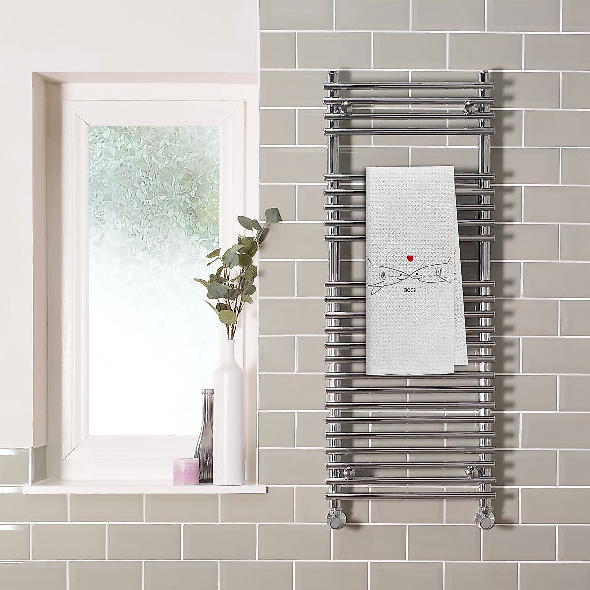 Dibor Sharks Boop Love Kiss Kitchen Towels Dish Towels Dishcloth,Ocean Animal Shark Decorative Absorbent Drying Cloth Hand Towels Tea Towels for Bathroom Kitchen (White-1)