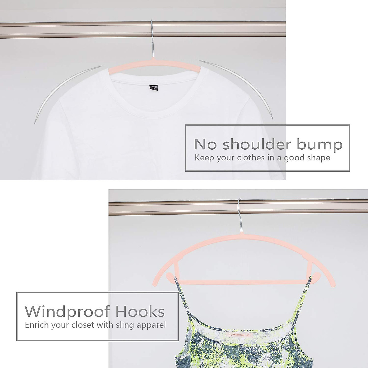 MIZGI Premium Velvet Hangers (Pack of 50) Heavyduty- Non Slip No Shoulder Bump Suit Hangers - Chrome Hooks,Space Saving Clothes Hangers,Rounded Hangers for Coat,Sweater,Jackets,Pants