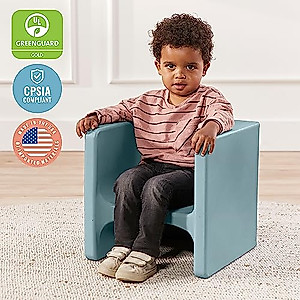 ECR4Kids Tri-Me Table and Cube Chair Set, Multipurpose Furniture, Powder Blue, 3-Piece