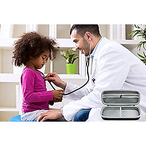Protective & Portable Case Fits for 3M Littmann Classic III Monitoring Stethoscope, Accessories Holder for Reflex Hammer, Pen Light & Other Supplies, Bag for Nurse, Doctor - Black&Carton
