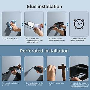 Paper Towel Holders,Single Hand Operable Under Cabinet Paper Towel Holder,Ratchet System,Self-Adhesive or Drilled,304 Stainless Steel Wall Mount Towel Paper Holder for Kitchen,Sink,Bathroom (Black)