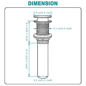BESTILL Bathroom Vessel Sink Drain Stopper, Push Pop Up Drain Without Overflow, Oil Rubbed Bronze