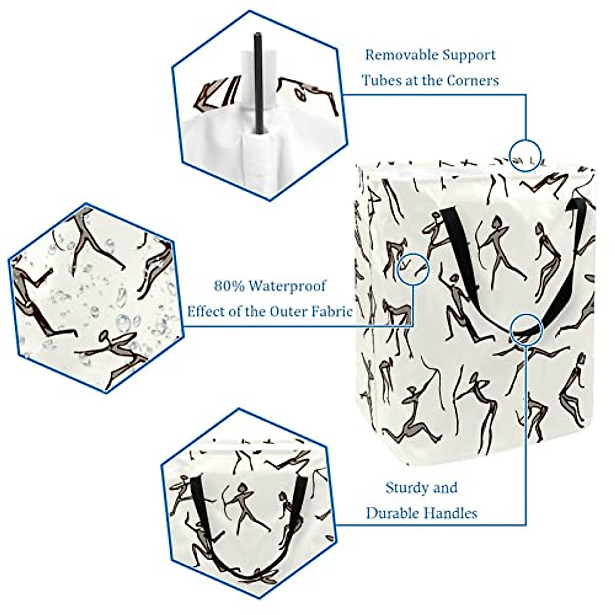 Archery Man Print Collapsible Laundry Hamper, 60L Waterproof Laundry Baskets Washing Bin Clothes Toys Storage for Dorm Bathroom Bedroom
