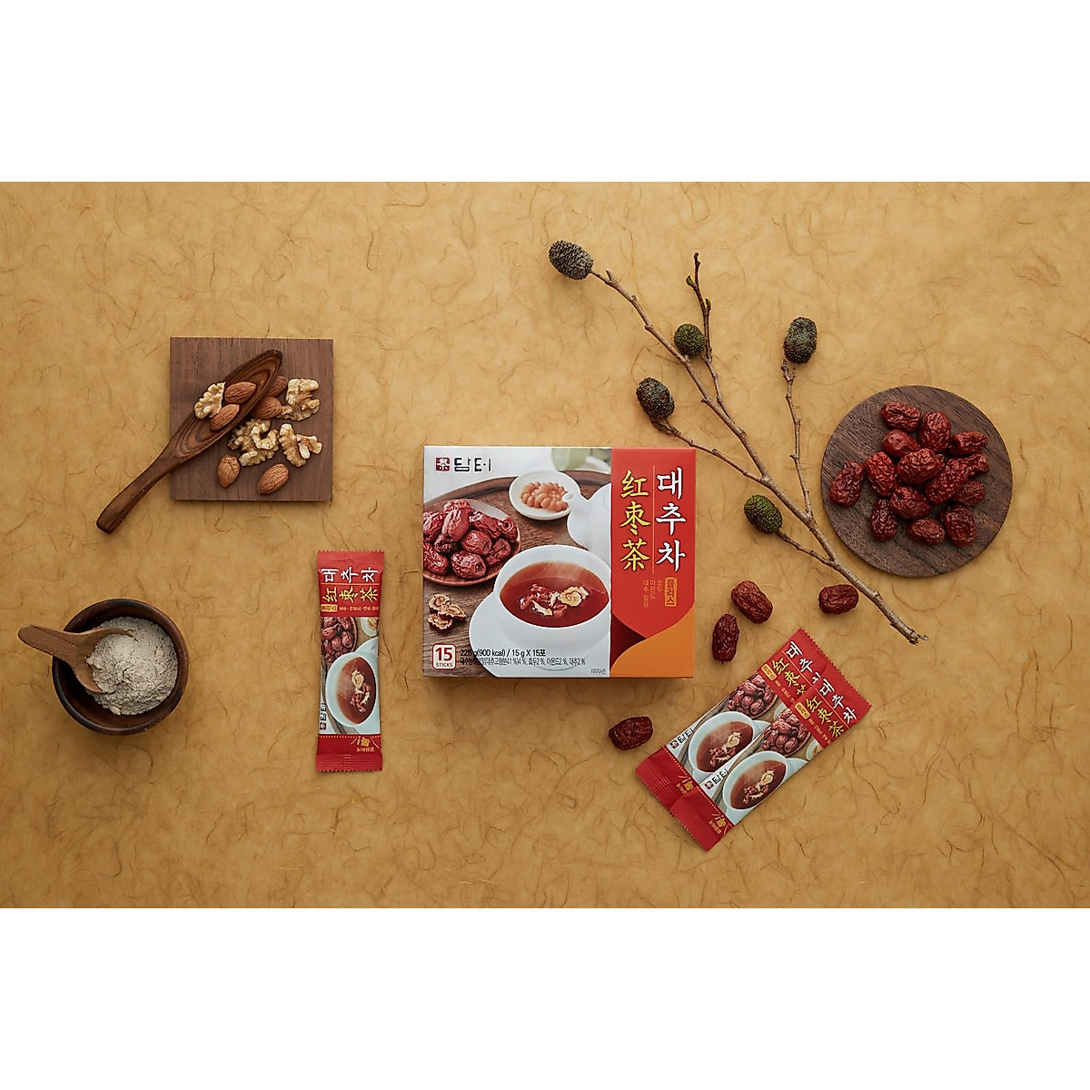 Damtuh Korean Traditional Jujube Tea Plus, Jujube Powder, Red Date Instant Tea, 15g x 50 Sticks