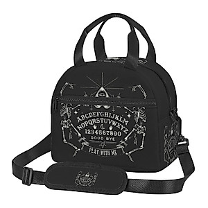 Bagea-Ka Vintage Skeleton Magic Ouija Black Pattern Lunch Bag for Women Men Insulated Reusable Lunch Box Cooler Tote Bag with Removable Shoulder Strap for Office Work School Picnic Beach