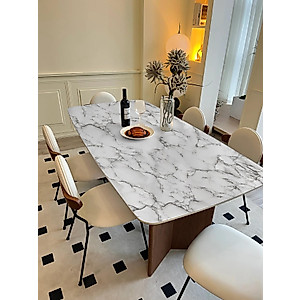 Decoroom Marble Contact Paper 17.71''×118''，White Grey Peel and Stick Wallpaper，Glossy Self Adhesive Marble Granite Paper for Kitchen Countertops Cabinets