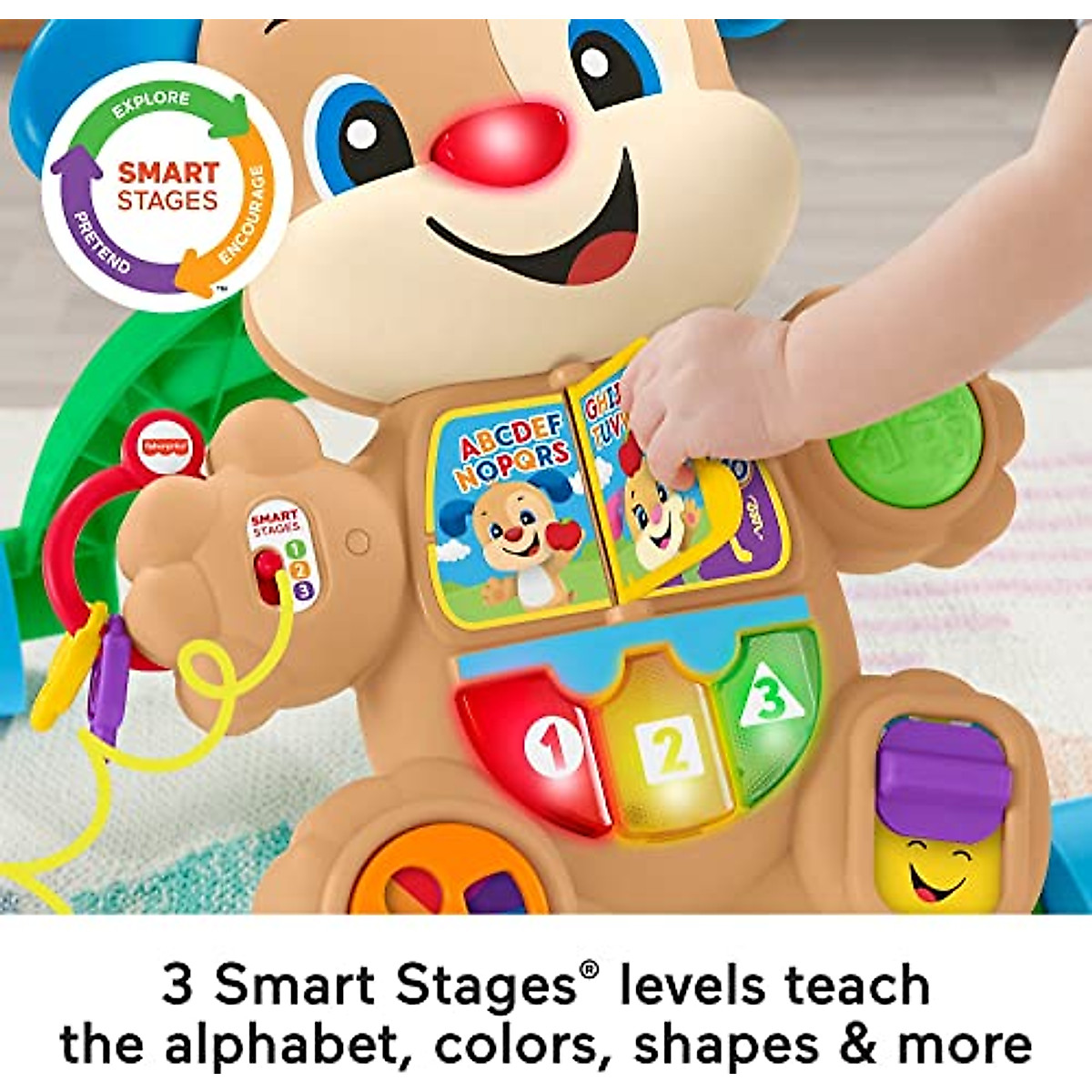Fisher-Price Laugh & Learn Baby Walker and Musical Learning Toy with Smart Stages Educational Content & Baby Toy Gift Set with Rock-a-Stack Ring Stacking Toy and Baby’s First Blocks Set