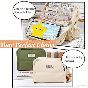 Large Capacity Pencil Pen Case with 9 Compartments Multi-Slot Durable Pencil Bag Pouch Box Organizer Cases Easy Grip Handle Aesthetic School Supply for Teen Girls Students Adults (Grey)