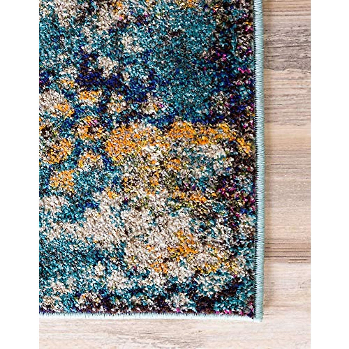 Unique Loom Vita Collection Traditional Over-Dyed Saturated Floral Medallions Area Rug, 9 x 12 ft, Turquoise/Ivory