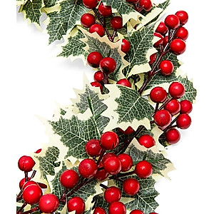Farmlyn Creek Artificial Christmas Wreath with Holly Berries for Front Doors (15.7 in, 1 Piece)