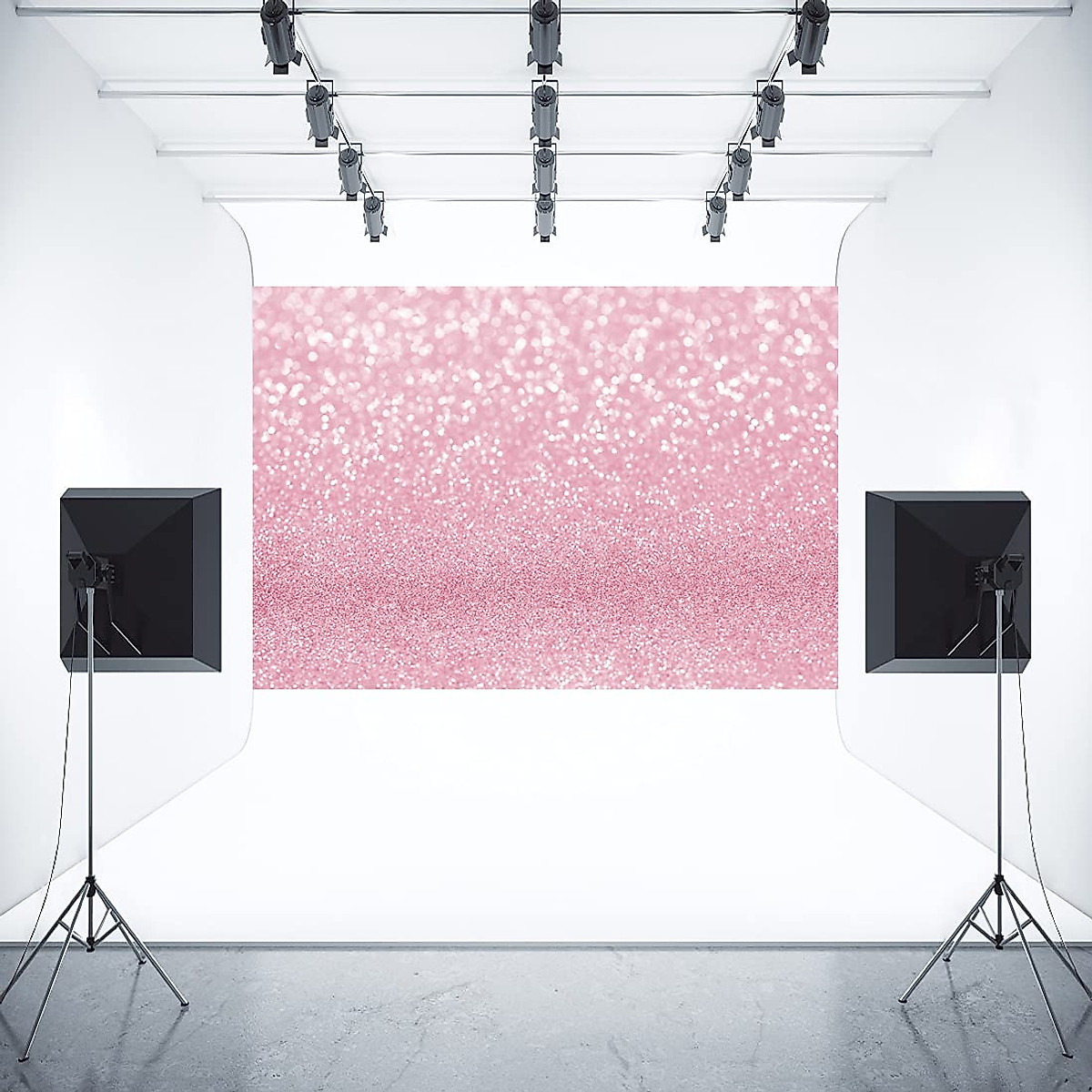 Aperturee 7x5ft Pink Bokeh Backdrop Abstract Glitter Abstract Sparkle Spot Photography Background Baby Shower Birthday Newborn Wedding Portrait Photo Studio Booth Props Party Decoration Banner