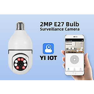 IZENGATE Light Bulb Security Camera,2.4GHz/5GHz Wireless WiFi 1080P Outdoor Cam, 360° Panoramic Motion Detection and Alarm Two-Way Audio E27 Socket,Home Surveillance Cameras with 64GB Card (1PCS)