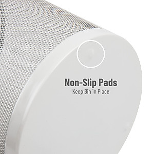 Mind Reader Mesh Trash Can, 16.65L (4.4 gal), Waste Paper Basket, Round, Office, Metal Mesh, 11.5" L x 11.5" W x 13.75" H, White