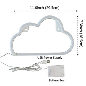 GMY LED Light Signs Wall Decor, Cloud and Lightning Bolt LED Neon Signs for Bedromm, by USB Charging/Battery, Decorative Neon Light for Party, Wedding, Game Room Decor, Christmas Decor, 2Pack