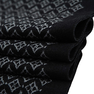 CUDDLE DREAMS Men's Silk Scarves, 100% Mulberry Silk Brushed, Luxuriously Soft (Diamond Black)