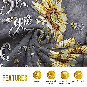Levens Sunflower Blanket Gifts for Women Girls Mom, You are My Sunshine Decoration for Home Bedroom Living Room Camping Car, Soft Fuzzy Lightweight Throw Blankets Grey 50"x60"