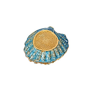 QIFU Hand Painted Enameled Shell Style Decorative Hinged Jewelry Trinket Box Unique Gift for Home Decor