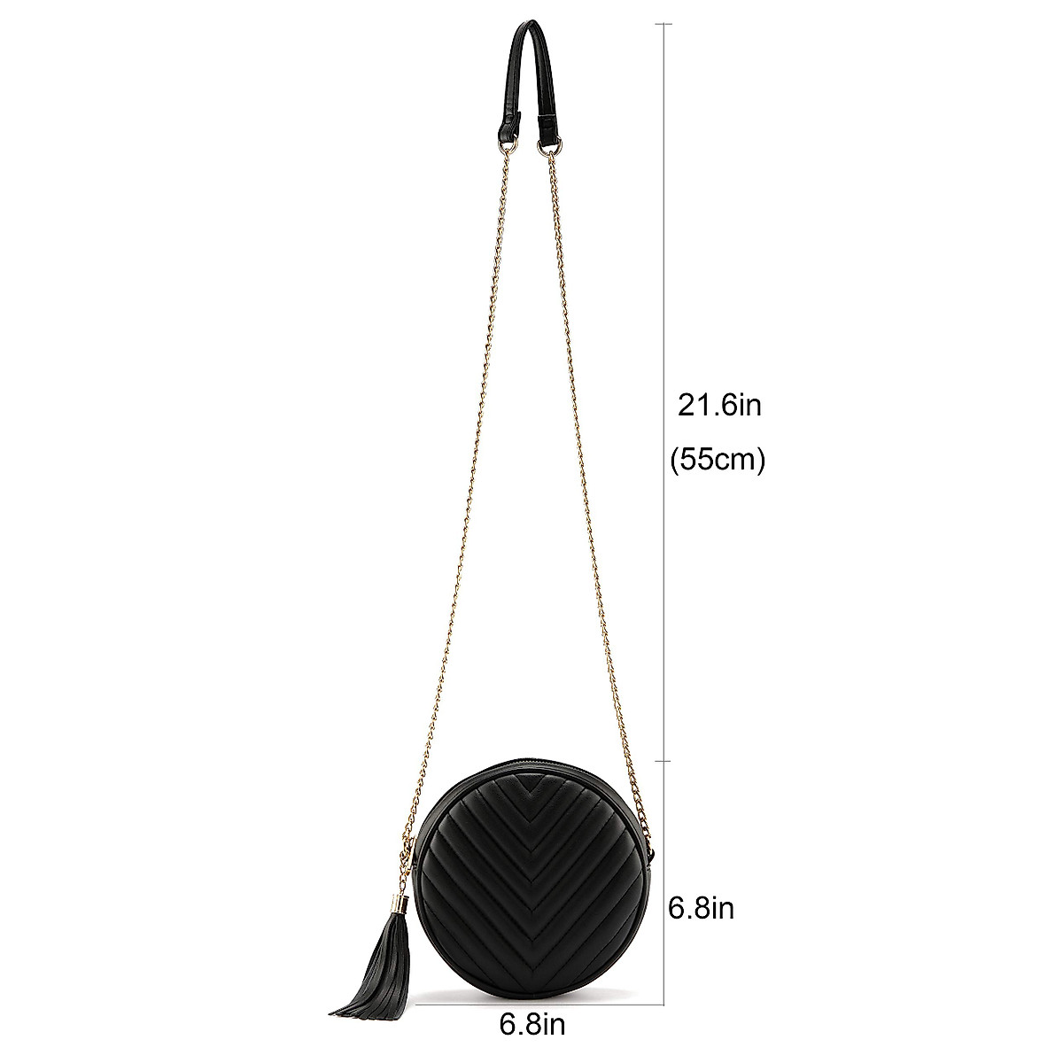 Ayliss Women Crossbody Shoulder Bag Circle Tassel Purse Clutch Evening Small PU leather Handbag Fashion Wallet With Chain (Black #1)