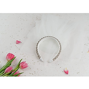 PapaKit Premium Bachelorette Sparkling Rhinestone Headband with Veil | Bride to be Party Supply Bridal Shower Engagement Wedding Party Favor Gift