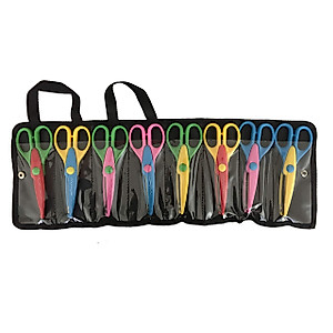 EXERZ Craft Scissors 8pcs, Edge Scissors with a Carrying Bag, 8 Patterns Zig Zag