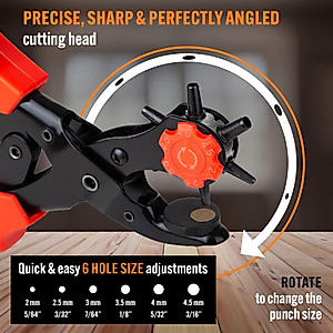 Professional Leather Hole Puncher – Leather Punch Tool for Belts, Watch Bands, Handbag Straps and More – Precision Multi-Size Fabric & Leather Hole Puncher for Crafts & Easy DIY Belt Holes