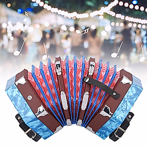 Voluxe Concertina Accordion, Solid Wood Professional Accordion Concertina with a Bag for Adults for Instrument Supplies for Beginners and Students(sky blue) (Voluxegfhpc94ing6438-12)