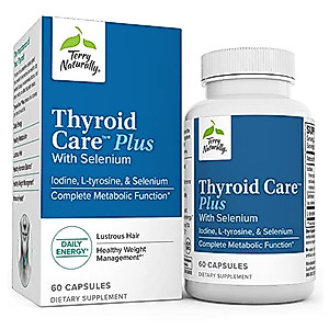 Terry Naturally Thyroid Care Plus - 60 Capsules - with Selenium, Iodine & L-Tyrosine - Non-GMO, Gluten Free, Kosher - 30 Servings