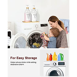 Liquid Laundry Detergent Dispenser, Laundry Detergent Container for Laundry Room, 67oz Storage Container for Farmhouse Decor, Includes Pumps, Collapsible Funnel, Labels and Bamboo Tray