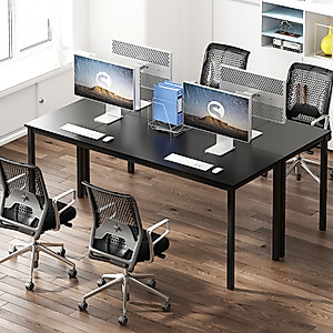 soges 70.8 Inch Stylish Computer Desk, Large Executive Office Desk, Simple Study Writing Desk, Workstation Business Furniture for Home Office, Black