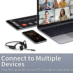 MAIRDI Bone Conduction Headphone with Mic Boom, Bluetooth Open Ear Headphone with AI Noise Canceling Microphone, Wireless Headset for Office Work Driving Sport Running Workout Bicycling