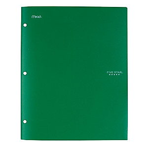 Five Star 4 Pocket Folders, Plastic, Folders with Pockets, Black, Blue, Red, Green, 4 Pack (38083)