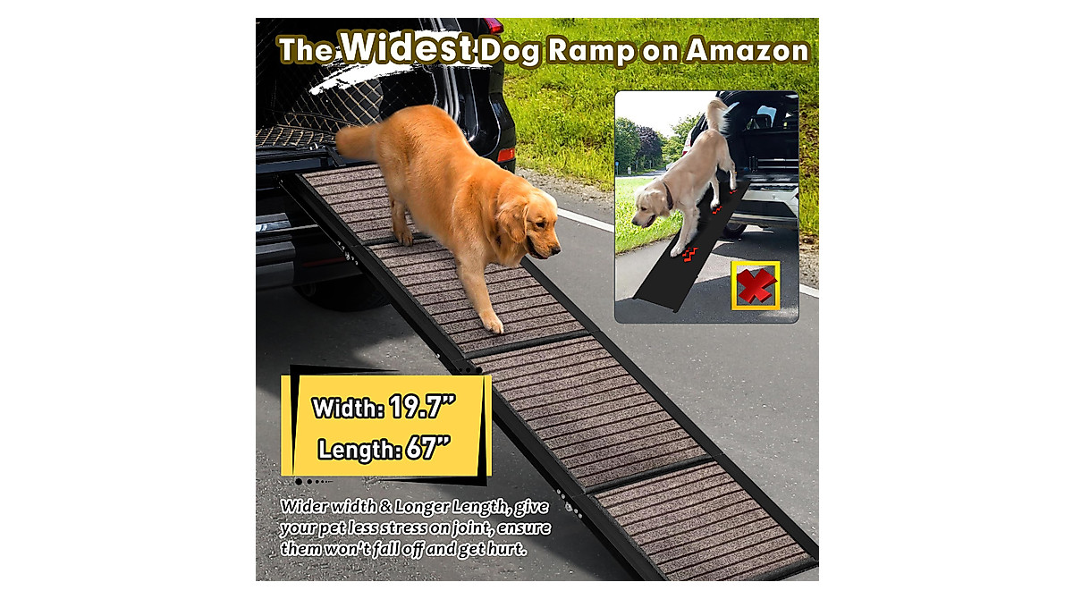 Extra Long Dog Car Ramp for Large Pets - Safe & Portable