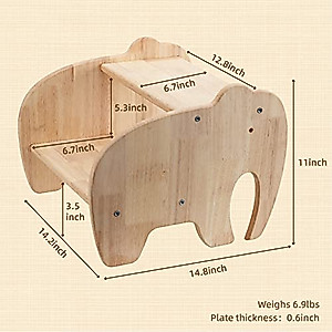DyPinYise Wooden Step Stool for Kids, Toddler Step Stool of Elephant Shape Two Step Children's Stool for Bathroom Sink, Kitchen, Bedroom, Potty Training