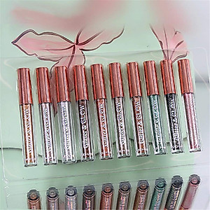 10 Colors Dazzling Glitter Liquid Eyeshadow Metallic Shiny Shimmer Long Lasting Waterproof Highly Pigmented Glow Eye Shadow Kit Sparkle Diamond Pearlescent Eye Makeup Cosmetic