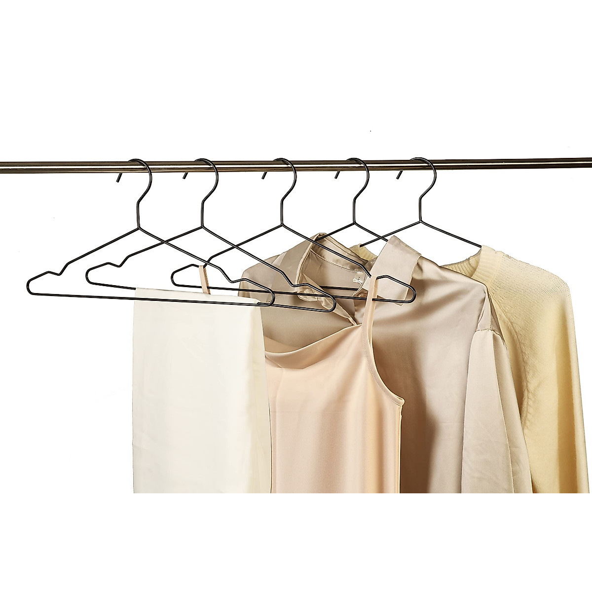 SYNHOZZ 16.5" Heavy Duty Matte Black Metal Hangers 20 Pack, Wire Black Clothes Hangers for Coat Suit, Shirts, Dress, Pants，Camisole Wedding Dress (Black, 20Pack)