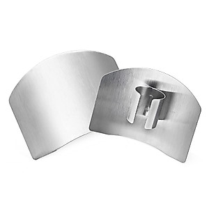 Unlorspy 8 Pcs Stainless Steel Finger Guards, 63 x 46mm Finger Protector for Cutting Food, Finger Guard for Cutting Vegetables Metal Finger Guard Finger Shield for Chopping