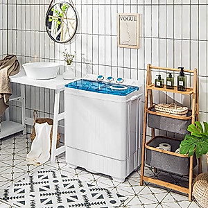 Giantex Portable Washing Machine, 2 in 1 Washer and Spinner Combo, 26lbs Capacity 18 lbs Washing 8 lbs Spinning, w/Timer Control, Built-in Drain Pump