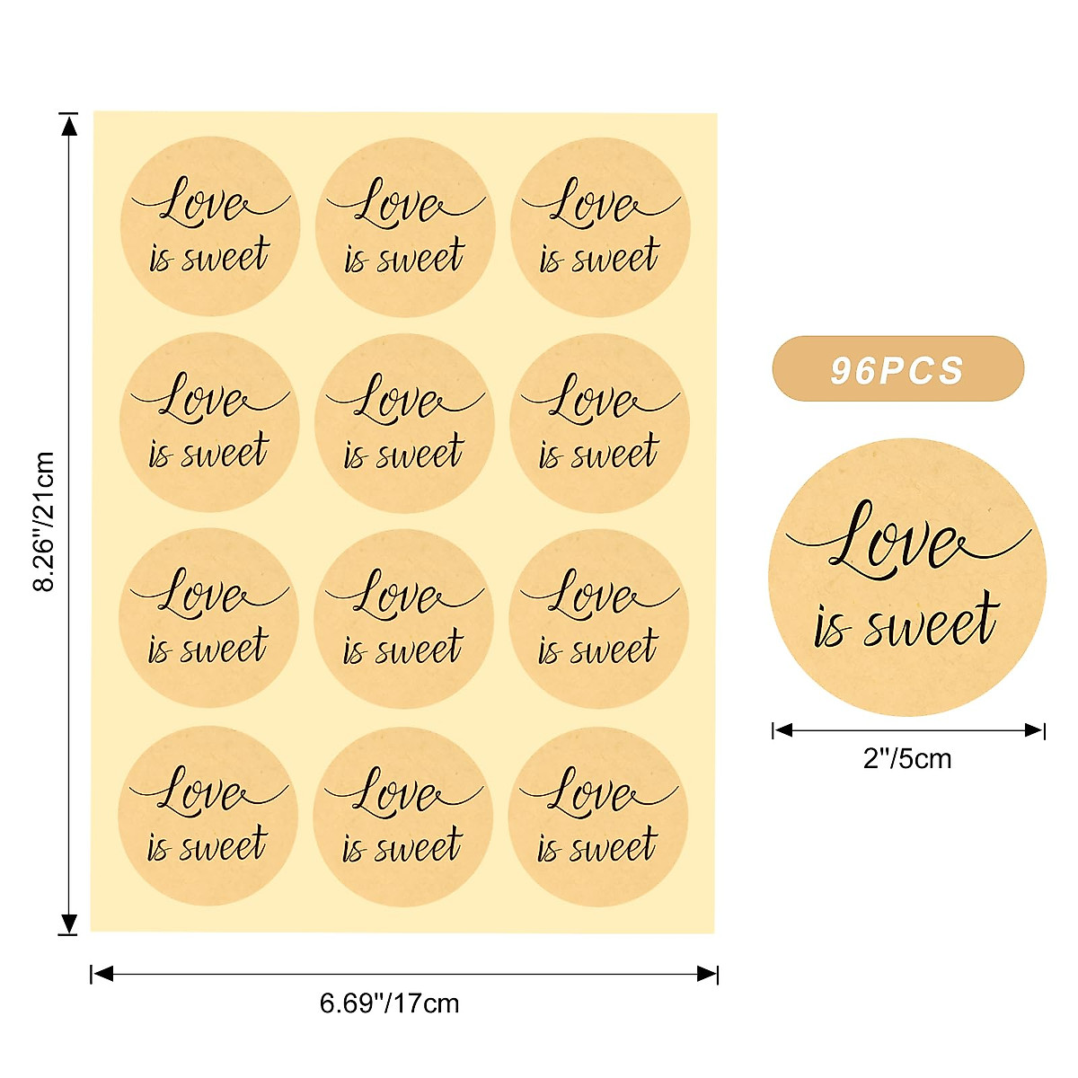 96PCS Love is Sweet Stickers Labels Wedding Favor Labels, Wedding Treat Stickers,Anniversary Stickers
