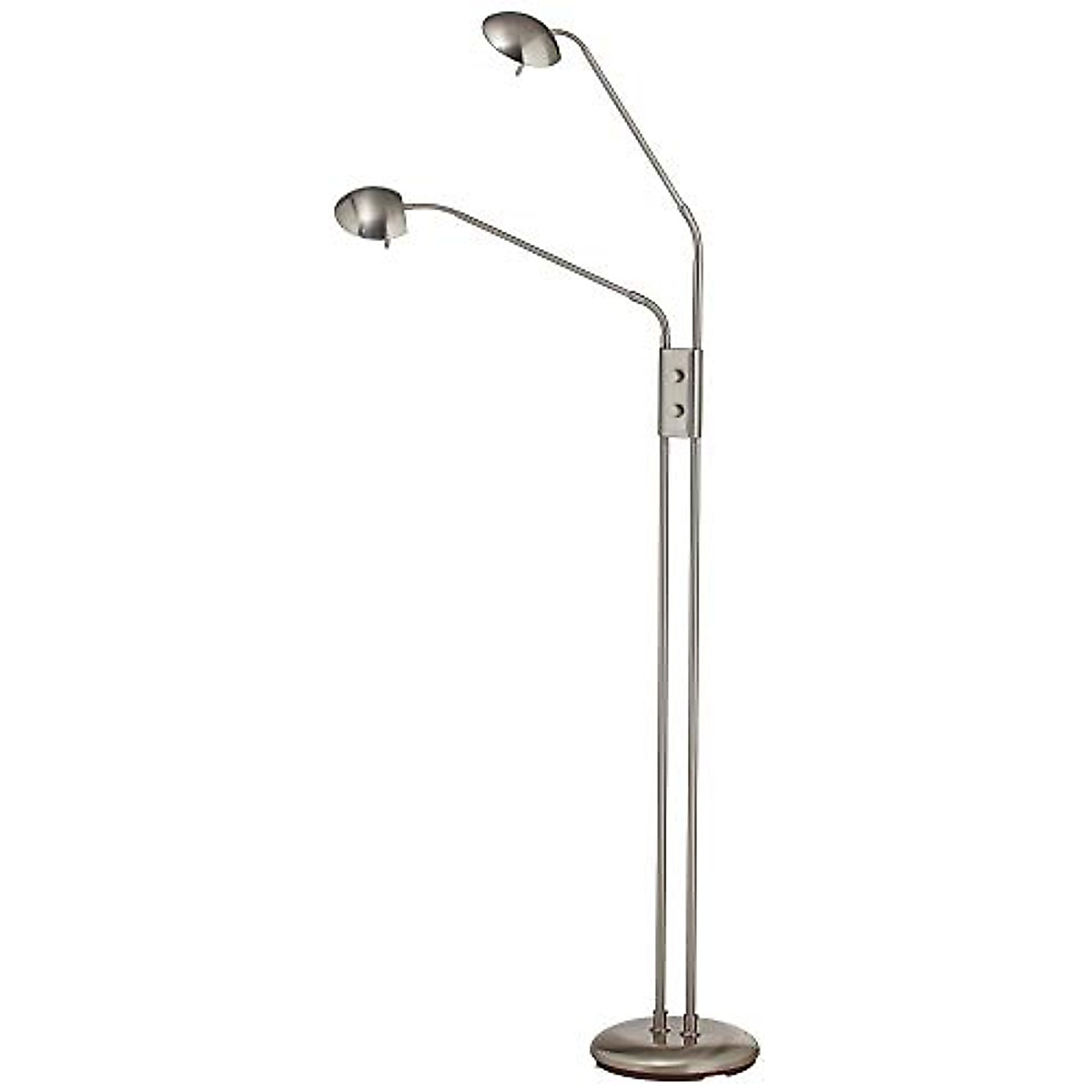 360 Lighting Casper Traditional Pharmacy Floor Lamp Standing LED 2-Light 63" Tall Brushed Nickel Silver Adjustable Arm Swivel Head Dimmer Switch for Living Room Reading House Bedroom Home