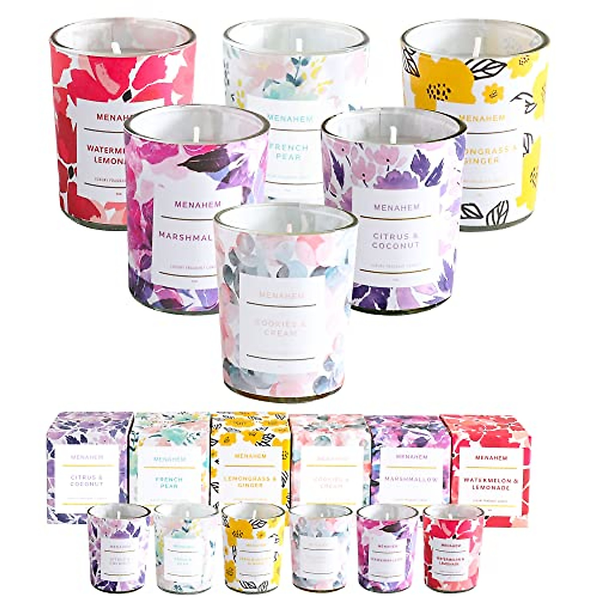 6 Pack Scented Candles, Aromatherapy Candles Sets, Specially Designed for Bridesmaids Gift, Ideal Gifts for Wedding, Women Birthday, Mother's Day, Thanksgiving, Christmas (Flower Series)