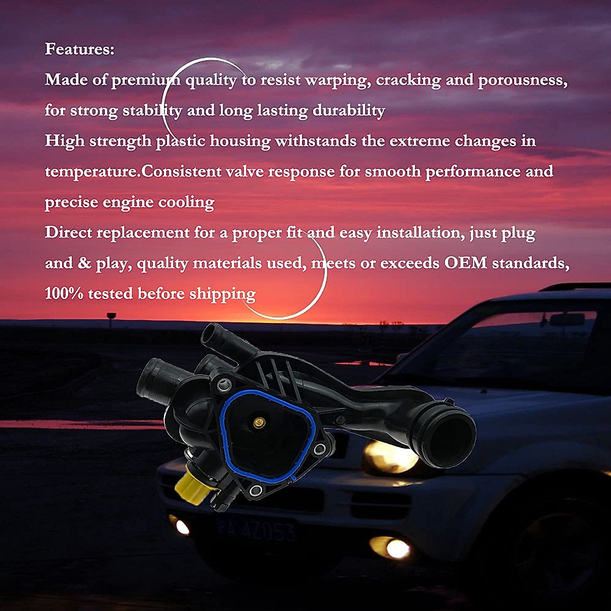 Engine Coolant Thermostat Assembly W/Housing for 2007-2013 Mini Cooper 2011-2012 Mini Cooper Countryman 1.6L I4 Replace 11 53 7 534 521 11537534521 11538699290 11 53 8 699 290 1336Z6 902-812 902812