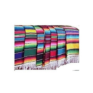 Mexican Serape Saltillo Blanket Heavy Authentic Throw 26" X 60" Table Cloth, Curtain